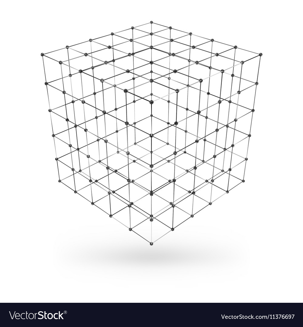 Wireframe polygonal geometric element cube Vector Image