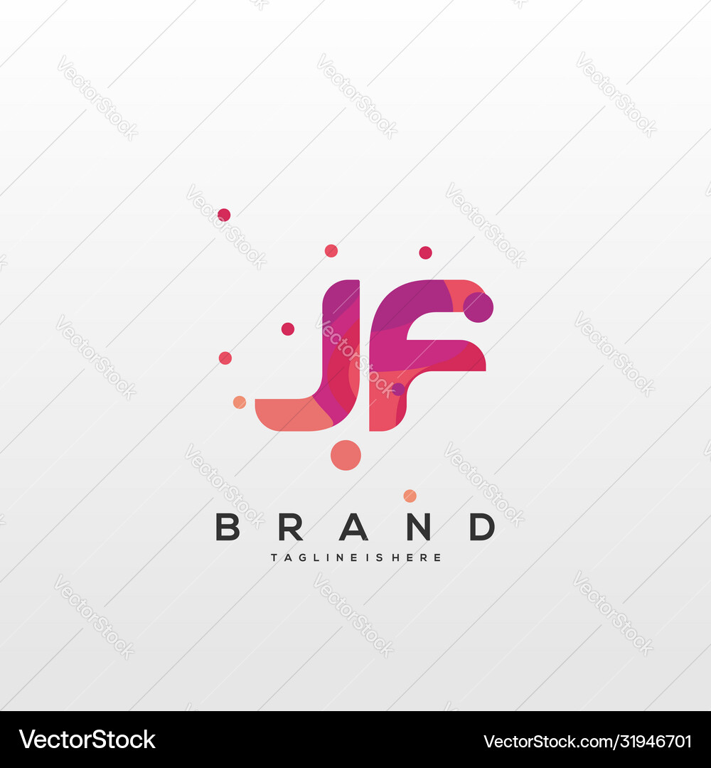 Jf initial logo with colorful template Royalty Free Vector
