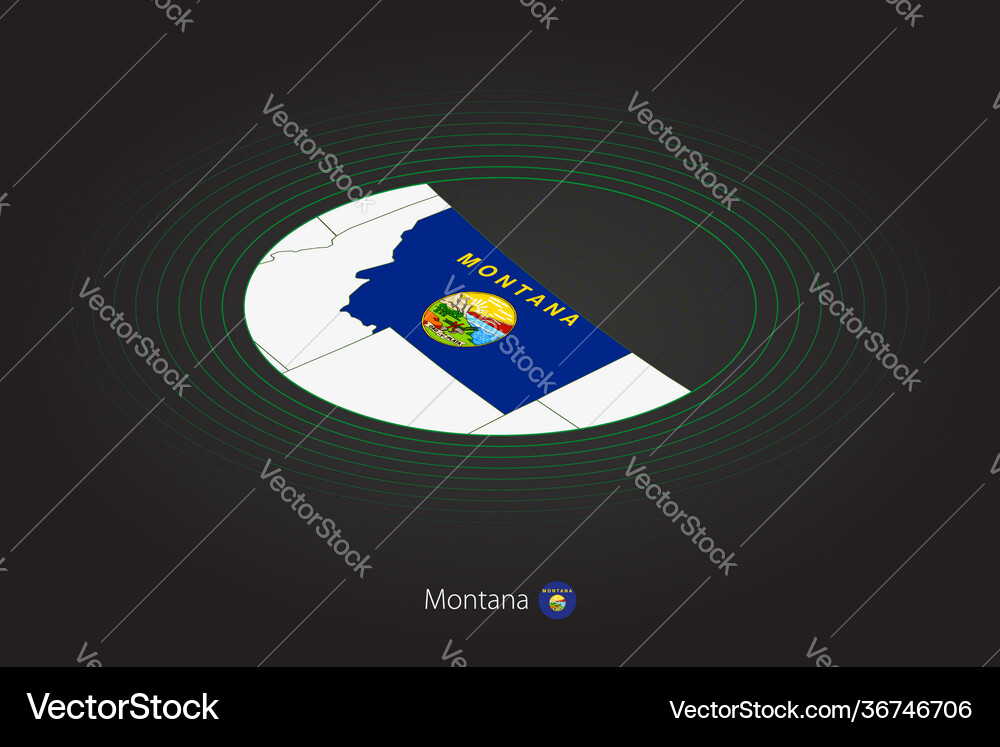 Montana map in dark color oval map Royalty Free Vector Image