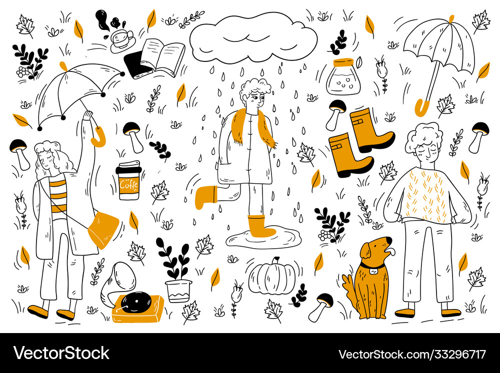 Autumn doodle set Royalty Free Vector Image - VectorStock