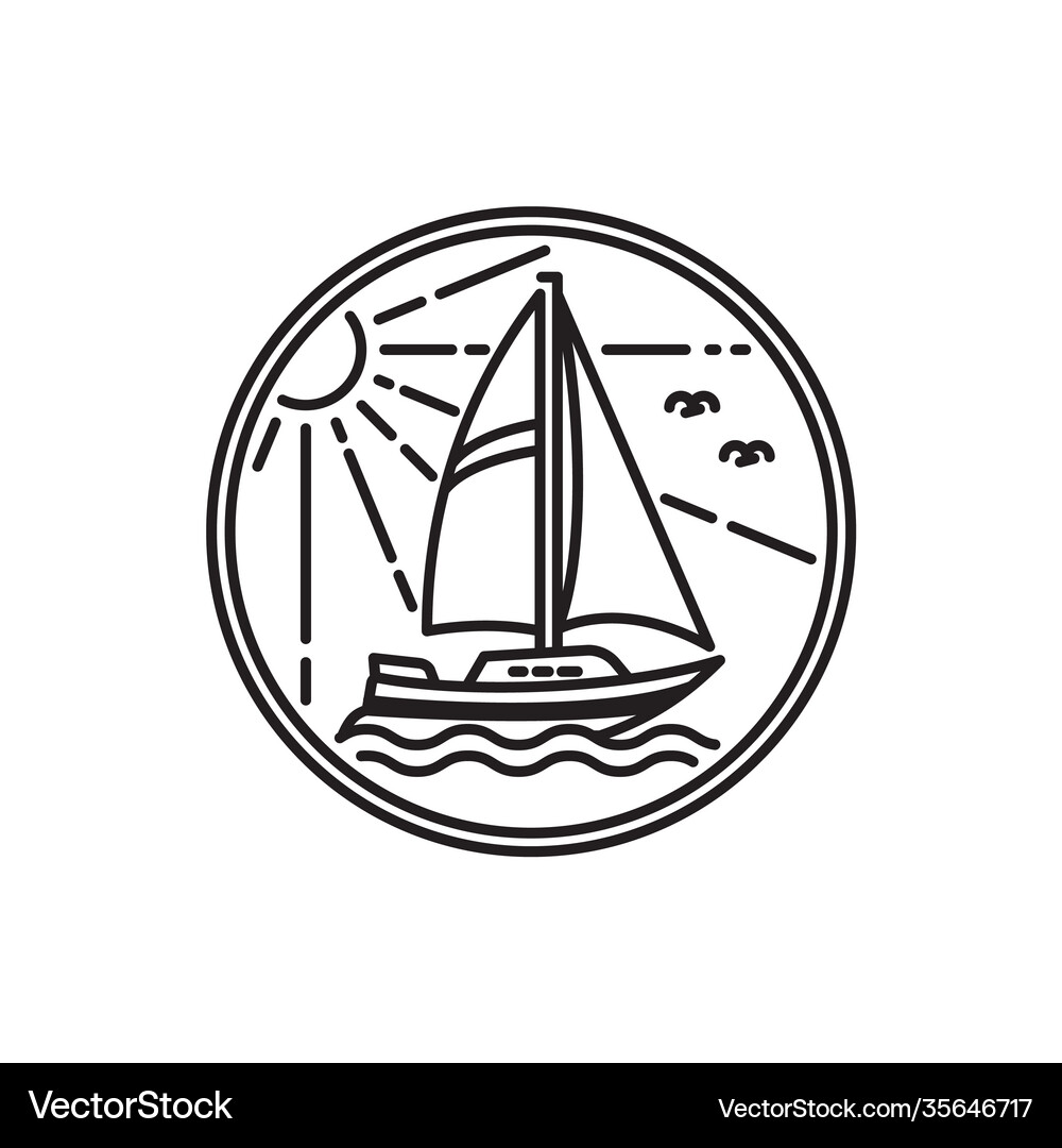 Sailboat outline design Royalty Free Vector Image