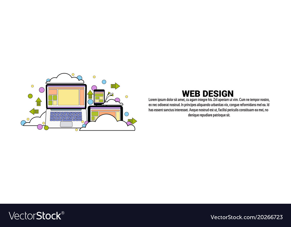 Web design development concept horizontal banner Vector Image Web design development concept horizontal banner Vector Image