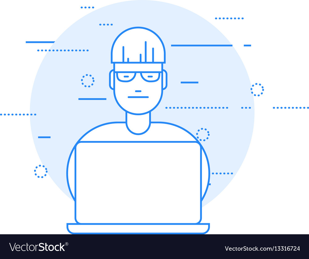 Programmer Man Works On Laptop Royalty Free Vector Image
