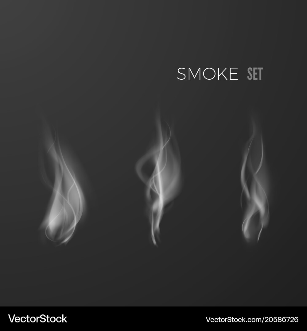 Smoke set isolated on dark background template Vector Image