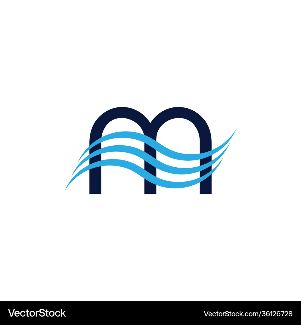Letter m wavy stripes flow logo Royalty Free Vector Image