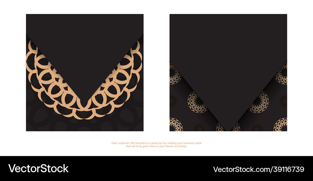 Square ready-to-print postcard design in black Vector Image