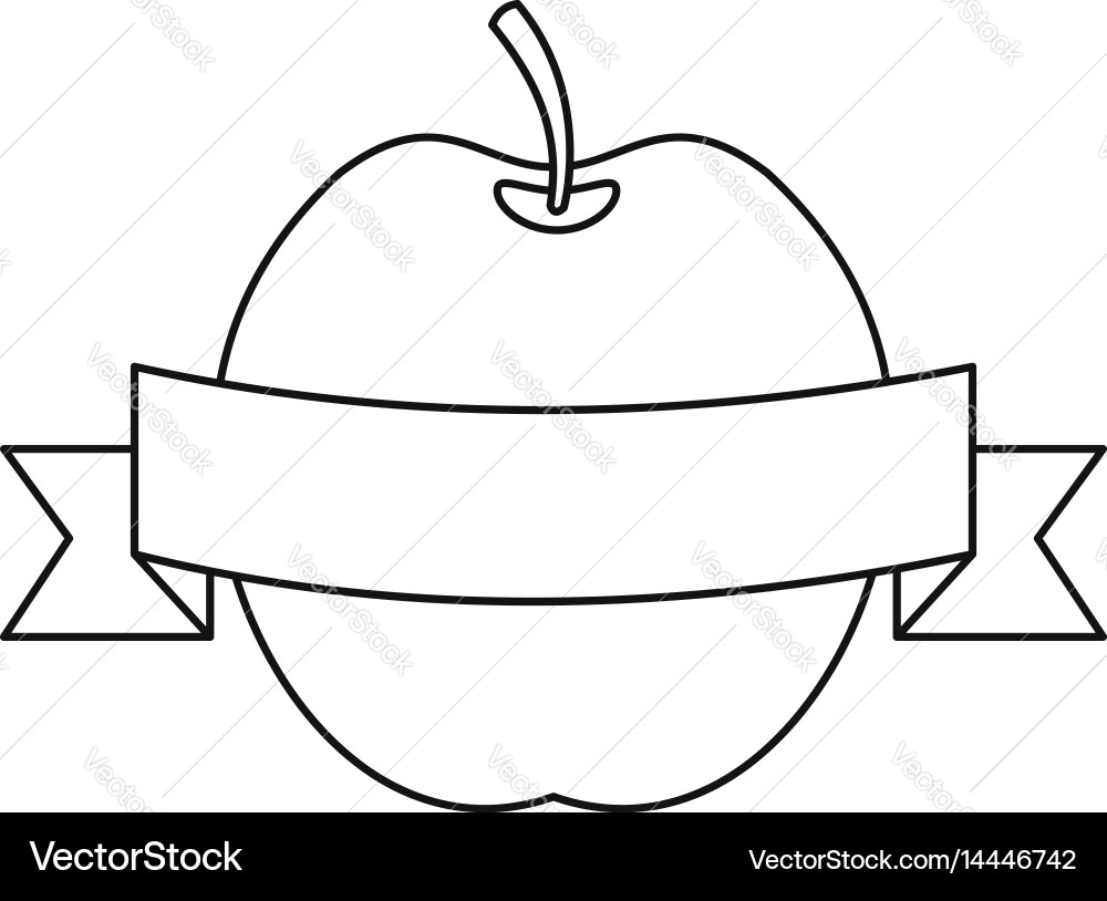 Apple with ribbon icon outline style Royalty Free Vector