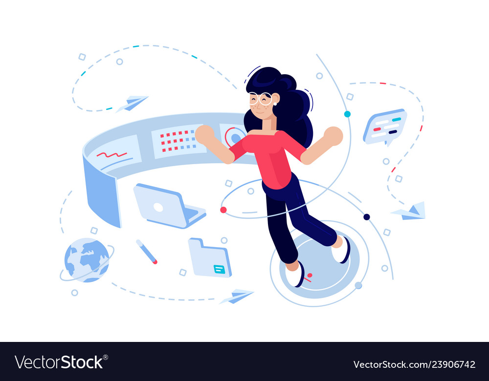 Woman programmer at work process Royalty Free Vector Image