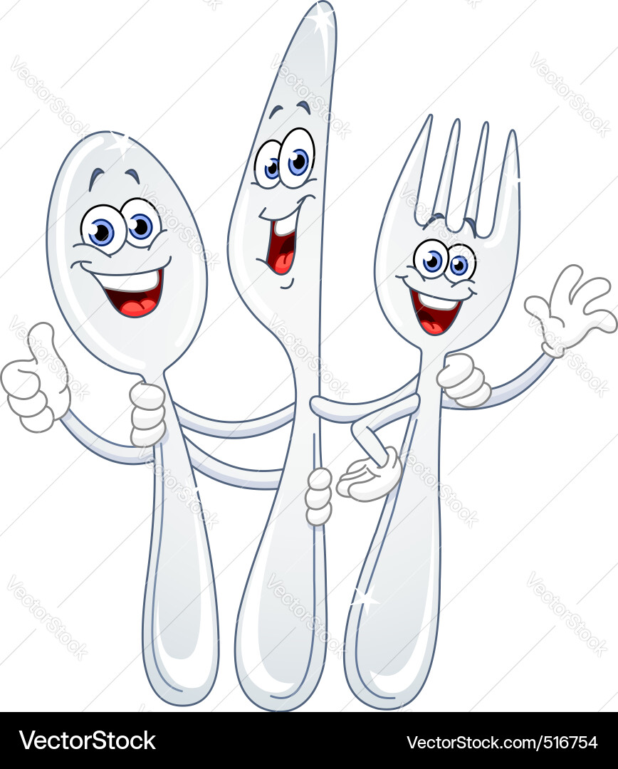 Cutlery cartoon Royalty Free Vector Image - VectorStock