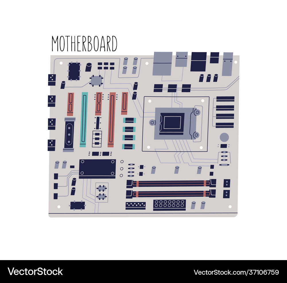 Computer motherboard isolated on white background Vector Image