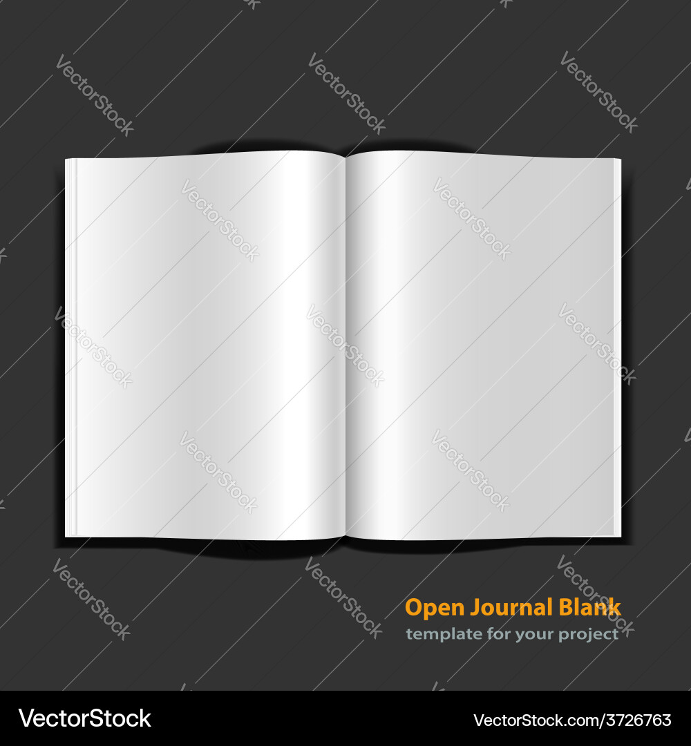 Open magazine double-page spread with blank pages Vector Image