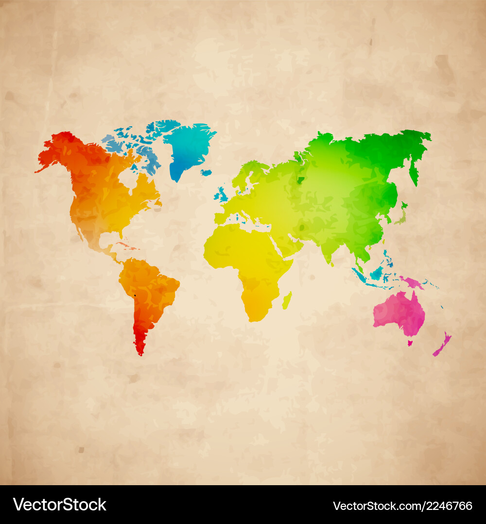 Vintage world map Royalty Free Vector Image - VectorStock