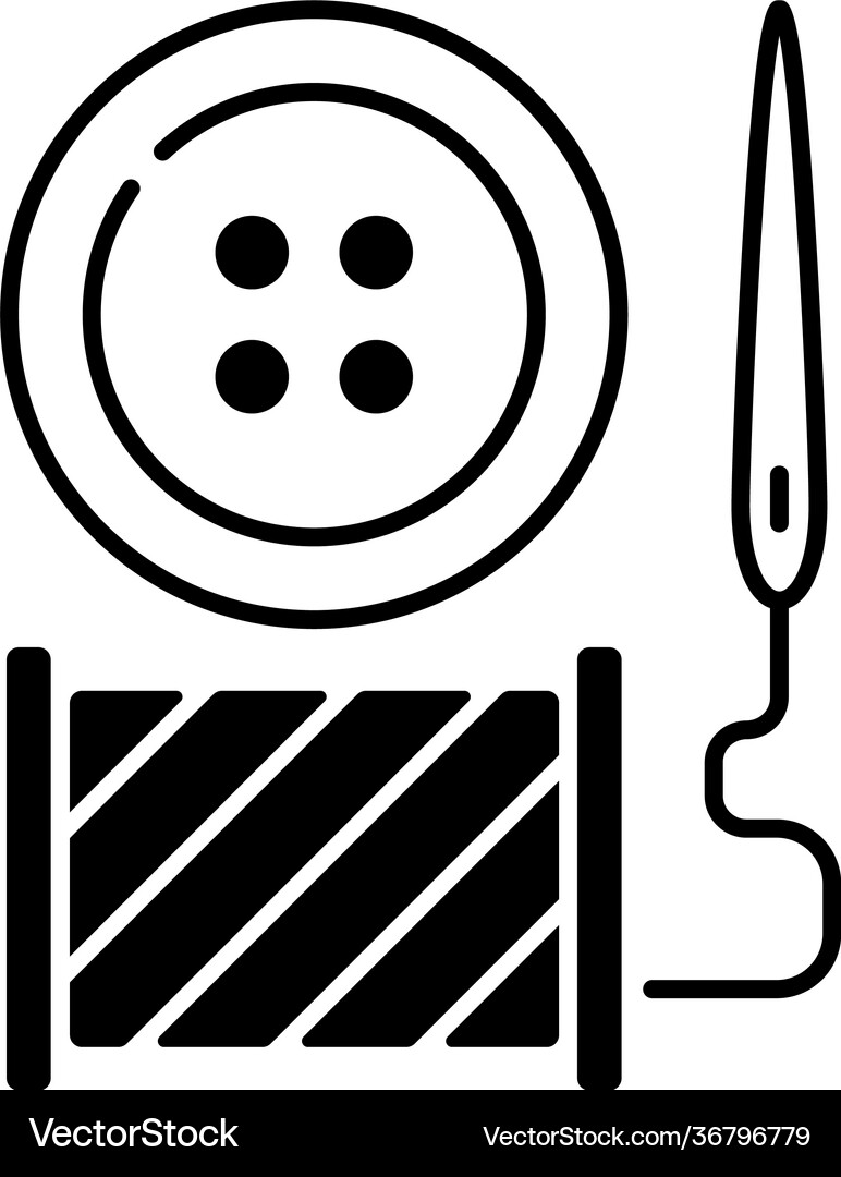 Button repair and replacement black linear icon Vector Image
