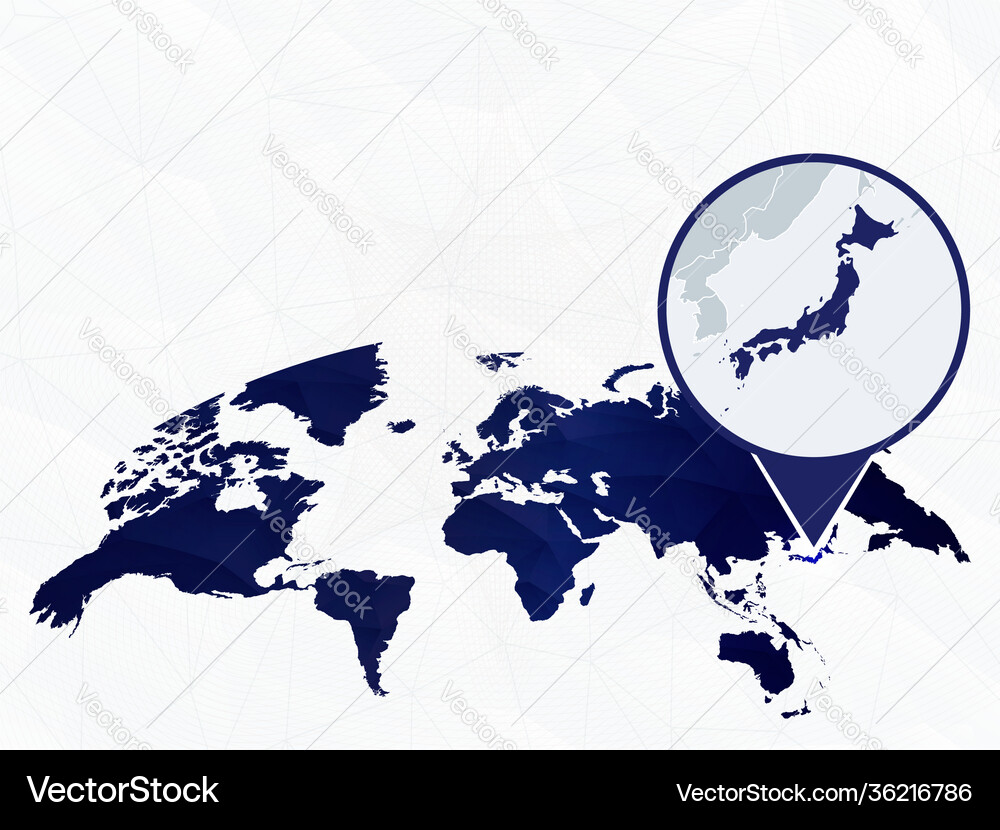 Japan detailed map highlighted on blue rounded Vector Image