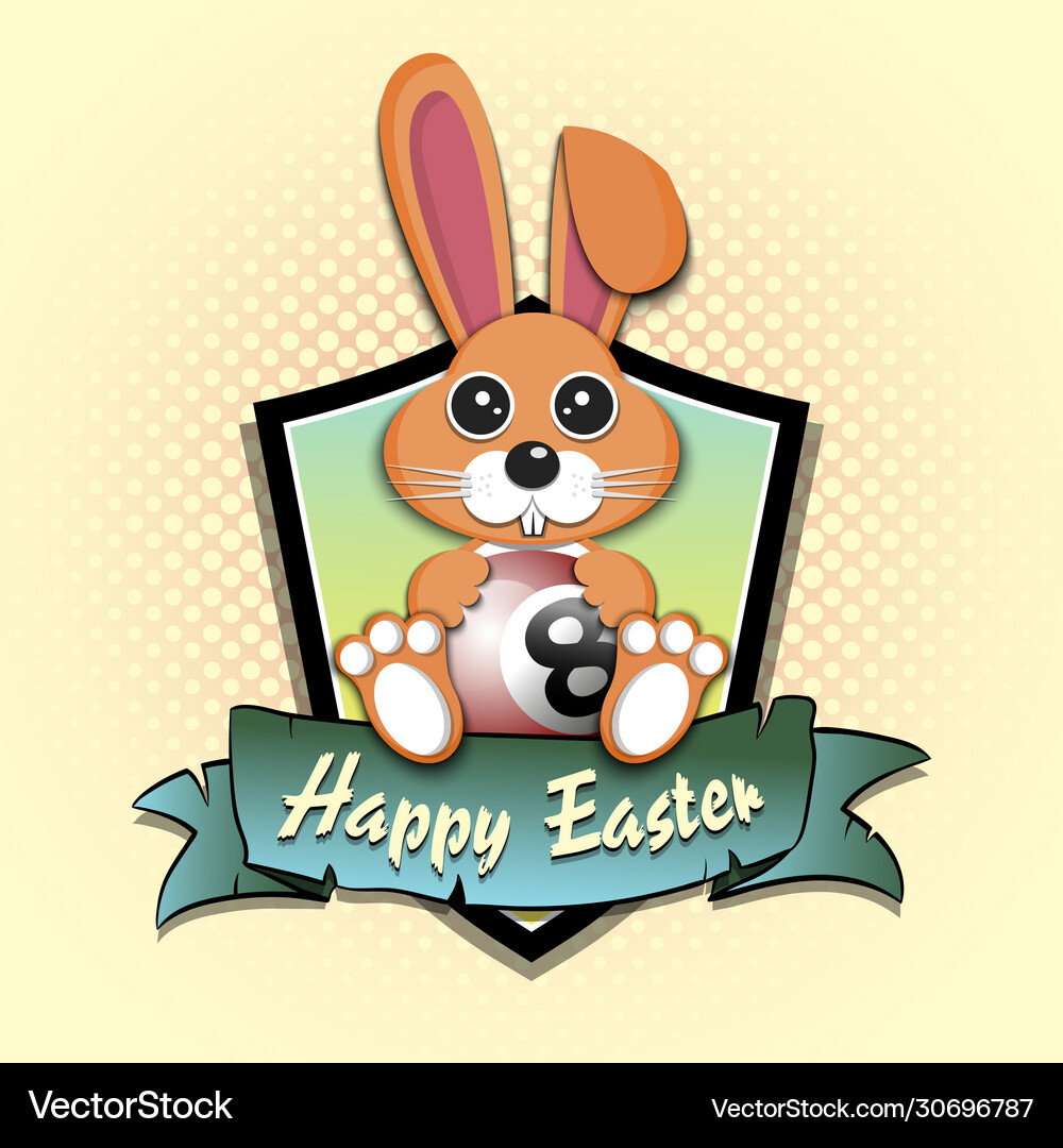 Happy easter easter rabbit with billiard ball Vector Image