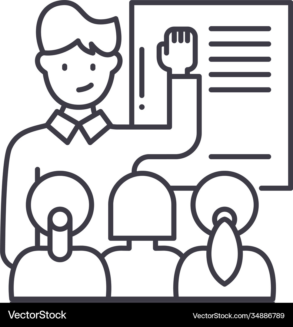 Team conference icon linear isolated Royalty Free Vector