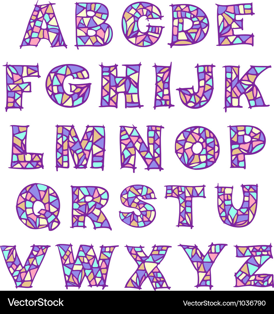 Alphabet violet Royalty Free Vector Image - VectorStock