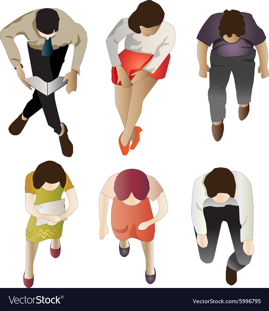 People sitting top view set 1 Royalty Free Vector Image
