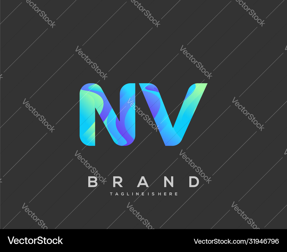Nv initial logo with colorful template Royalty Free Vector