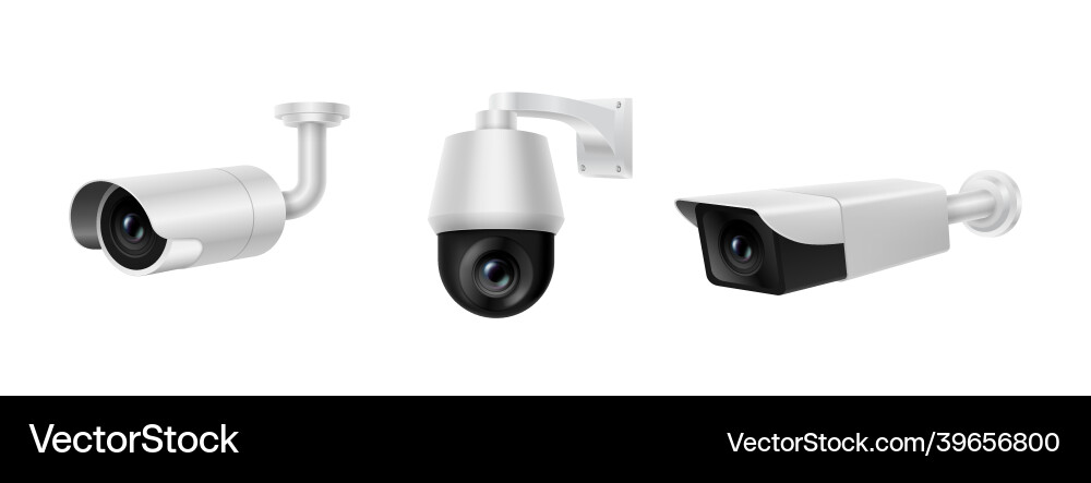Video surveillance security cameras set realistic Vector Image