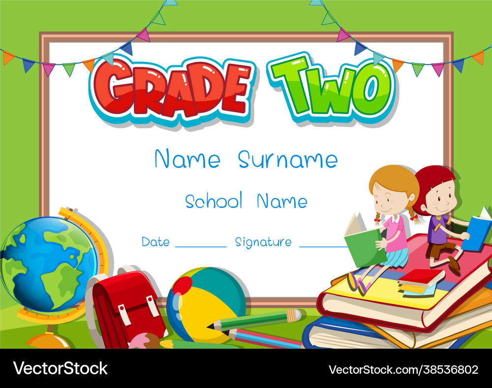 Grade two diploma or certificate template Vector Image