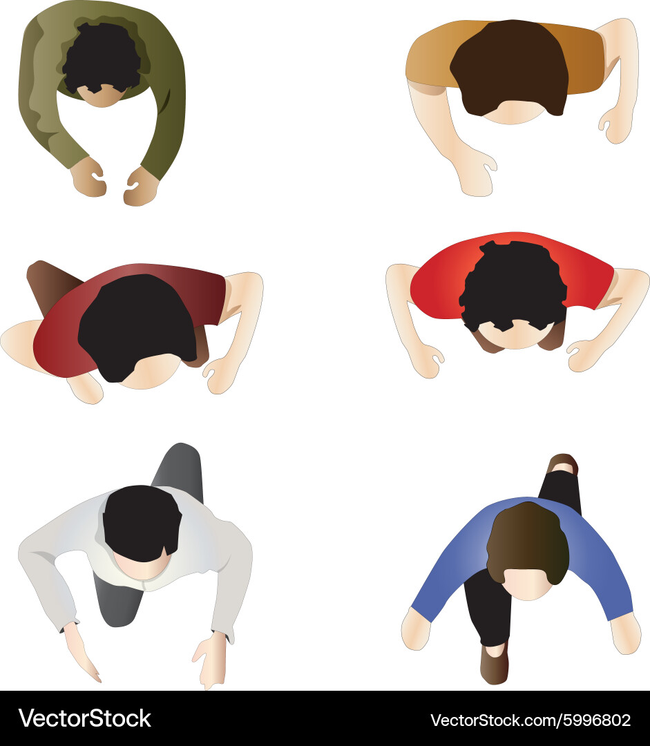 People standing top view set 2 Royalty Free Vector Image