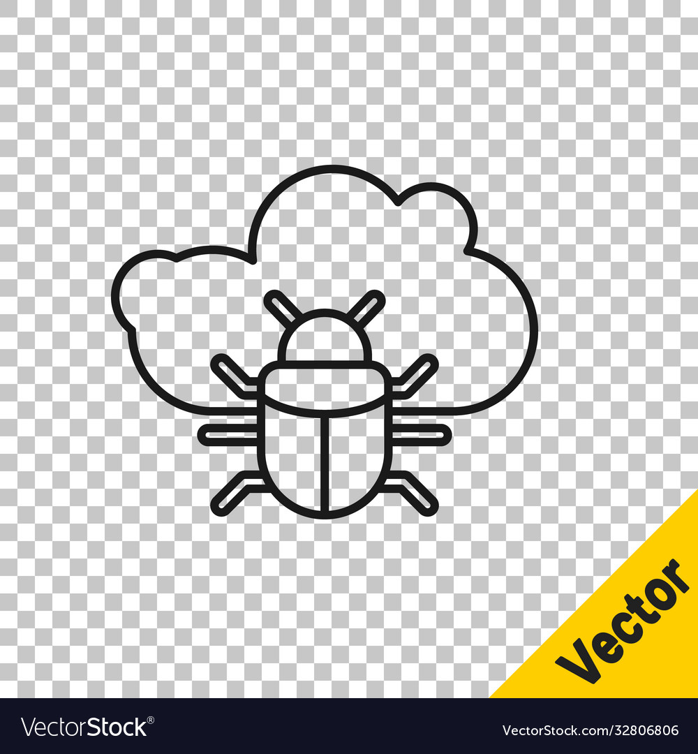 Black line system bug on a cloud icon isolated Vector Image