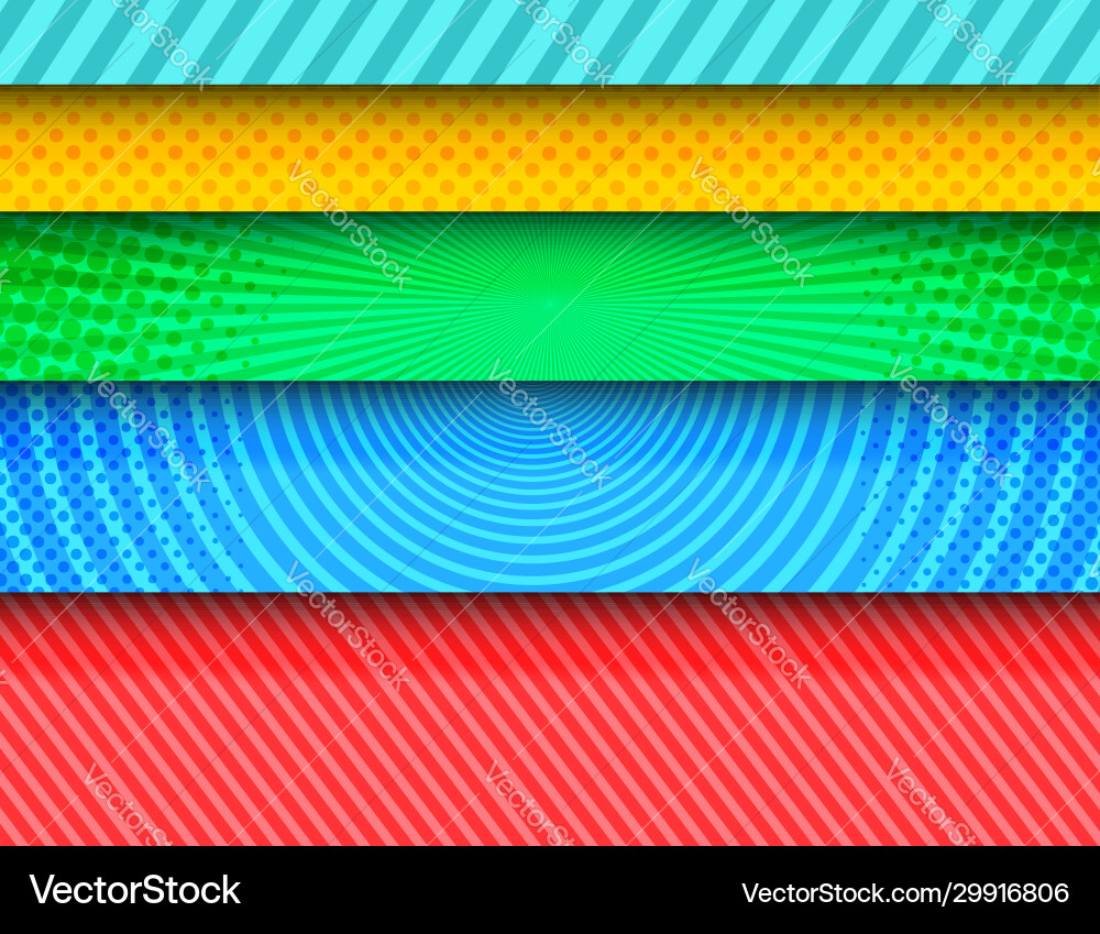 Comic colorful horizontal banners Royalty Free Vector Image
