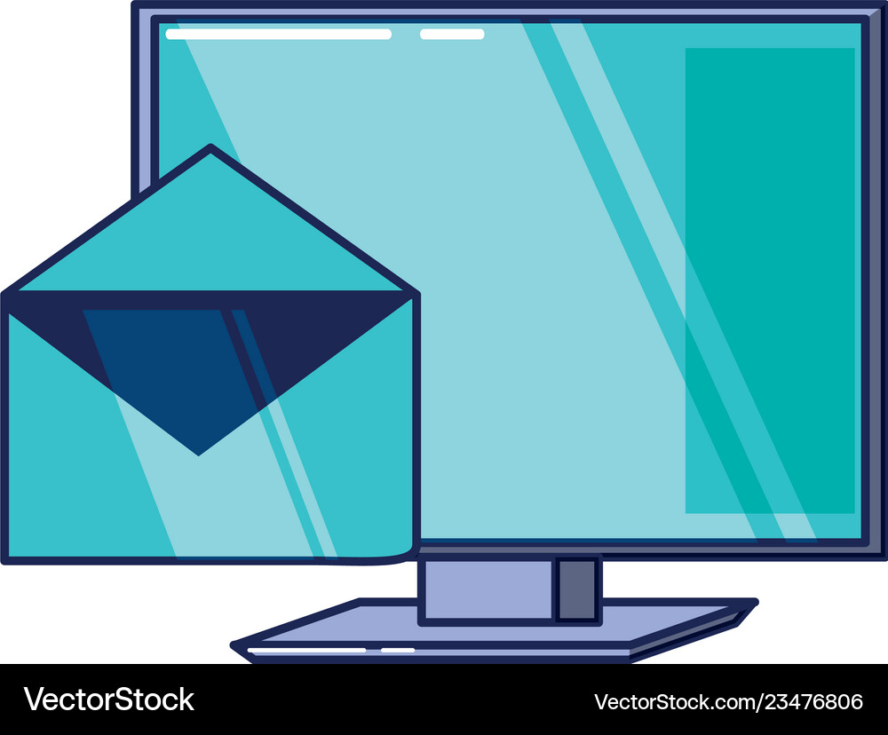 Computer monitor with envelope mail Royalty Free Vector