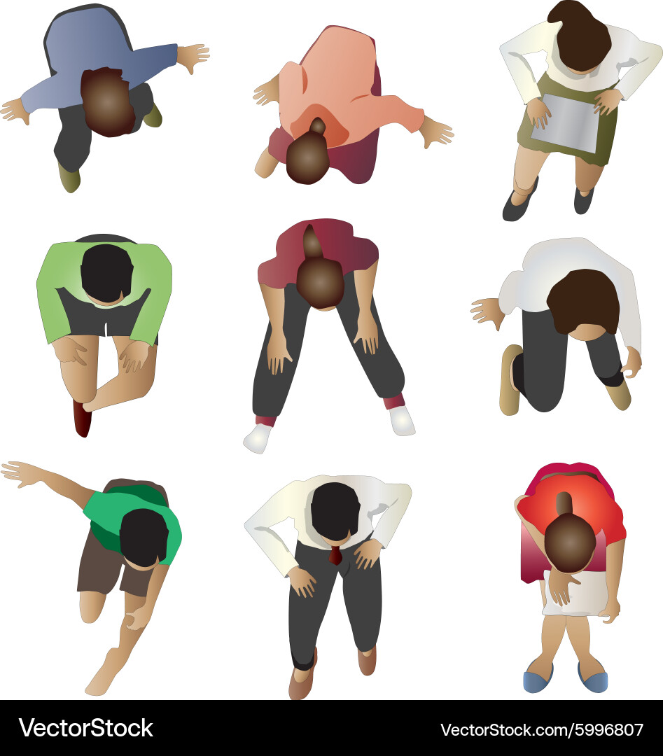 People sitting top view set 3 Royalty Free Vector Image