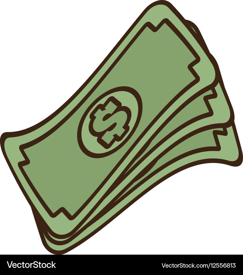 Cartoon stack money dollar bills cash Royalty Free Vector