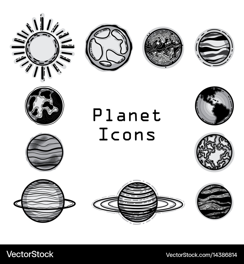 Different planets with stars in the space galaxy Vector Image