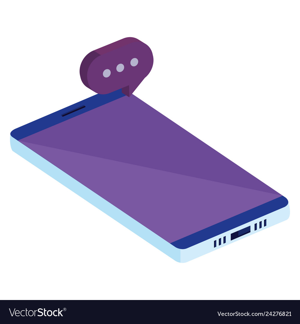 Smartphone device with speech bubble Royalty Free Vector
