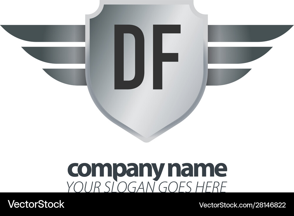 Initial letter df shield icon design logo wing Vector Image