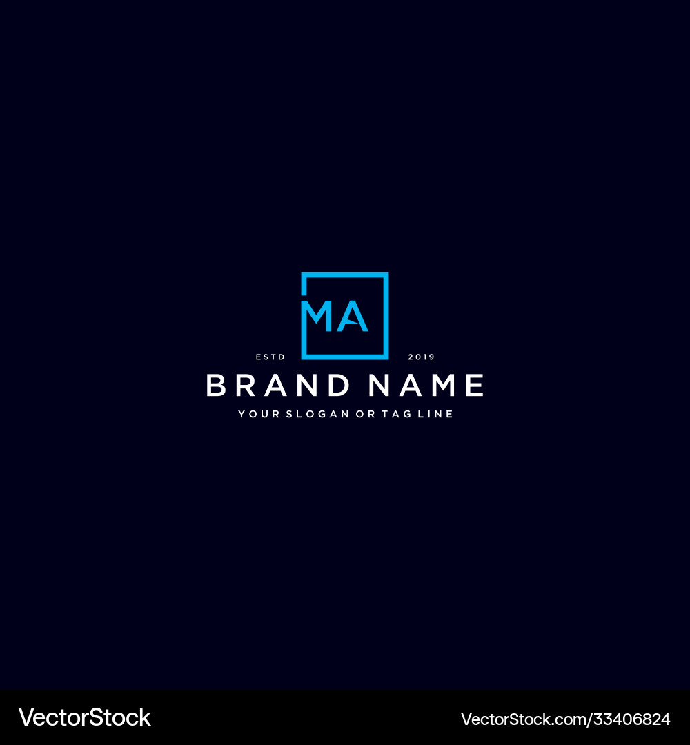 Letter ma with a square design Royalty Free Vector Image