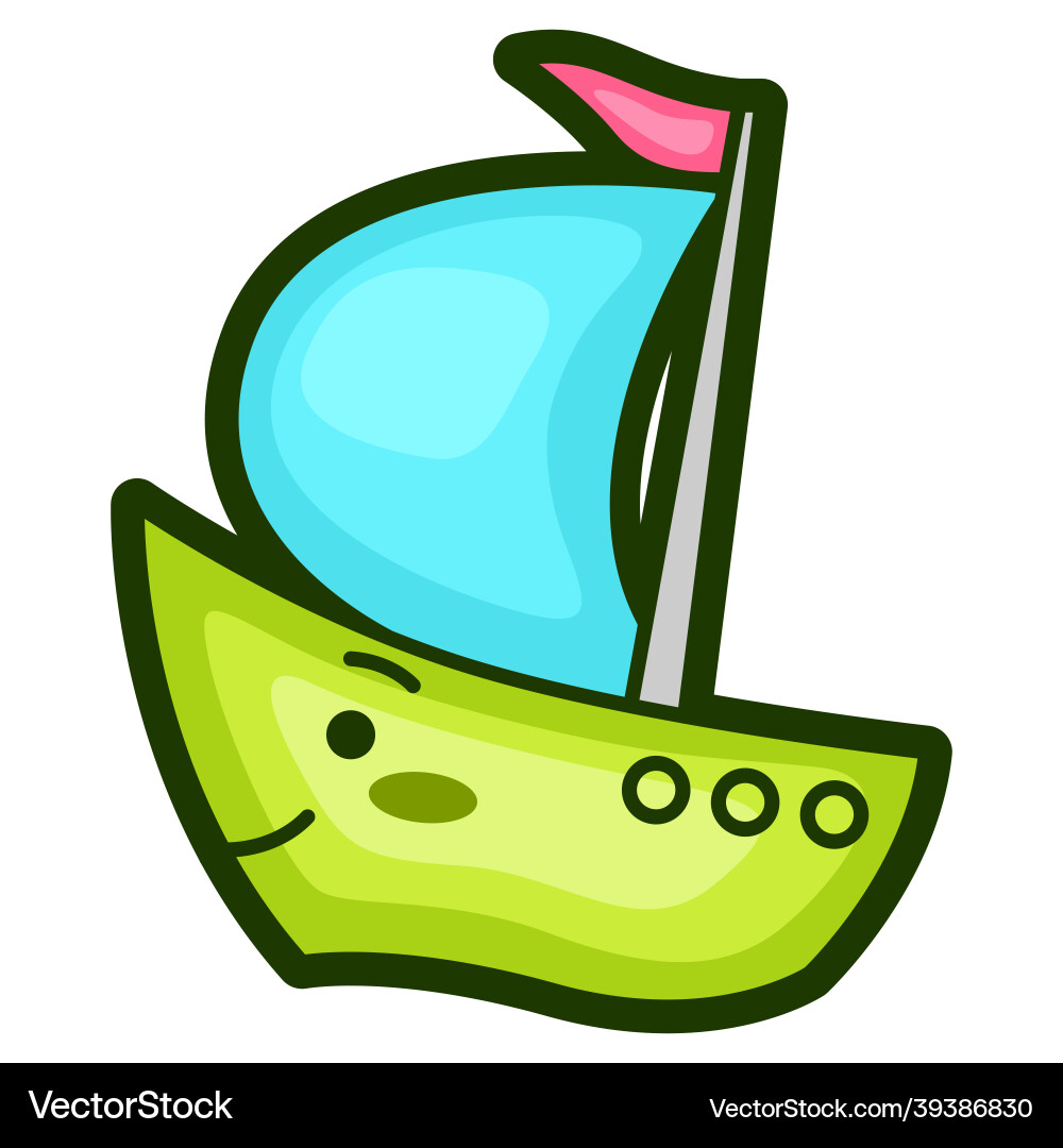 Ship in cartoon style cute funny Royalty Free Vector Image