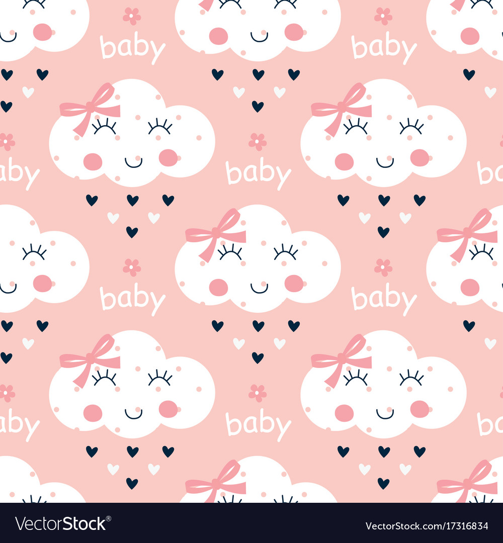 Seamless pattern with cute clouds Royalty Free Vector Image