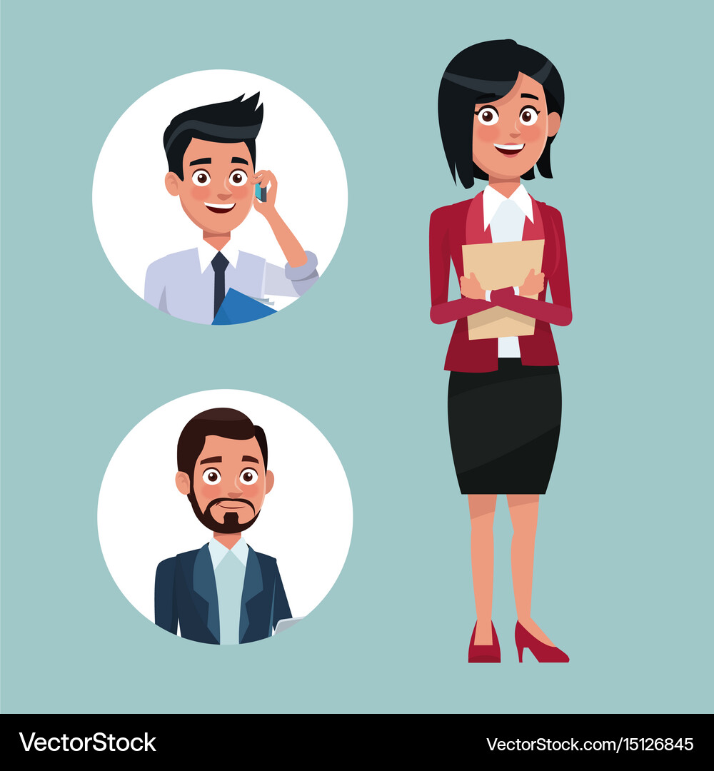 Color background with executive woman with folder Vector Image
