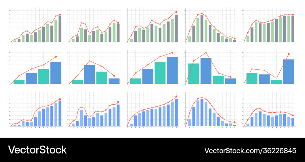 Set graph combo column on white background Vector Image