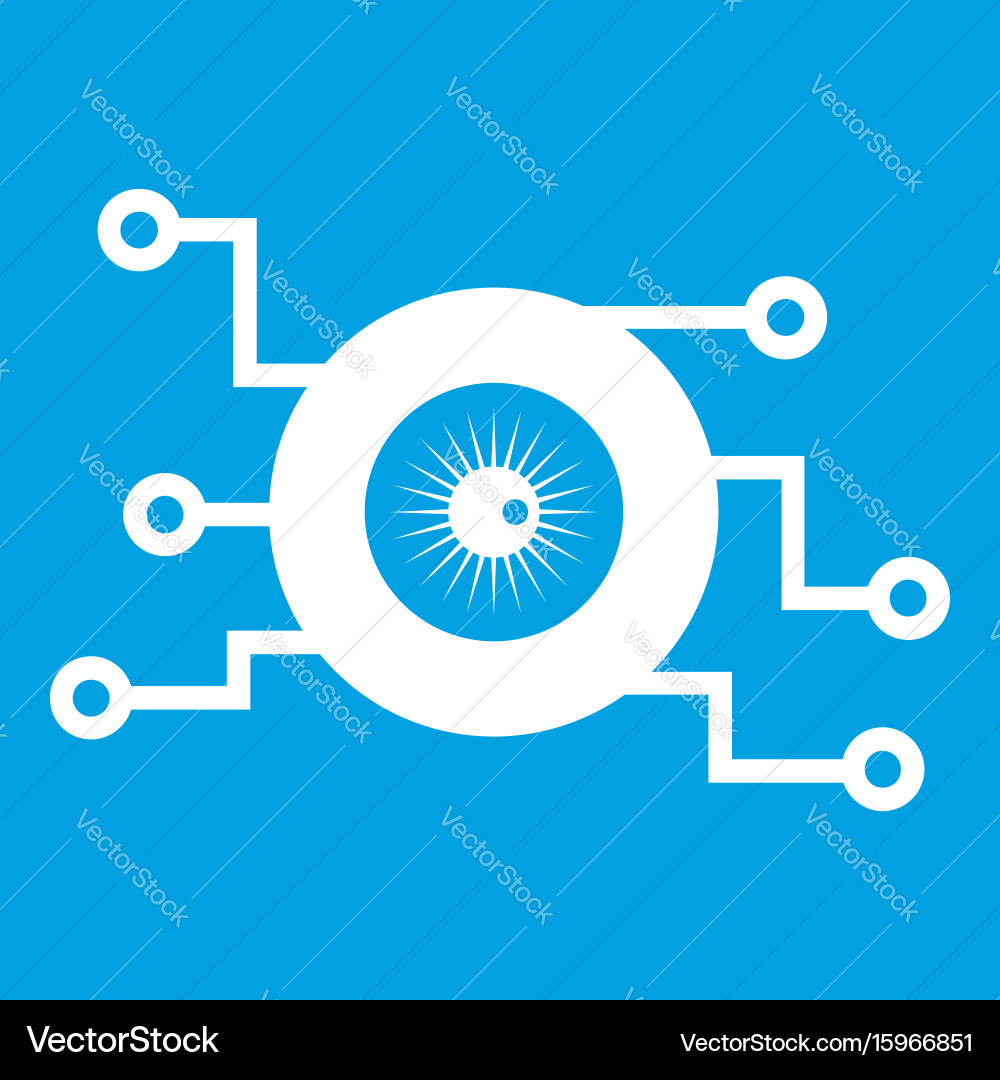 Cyber eye symbol icon white Royalty Free Vector Image