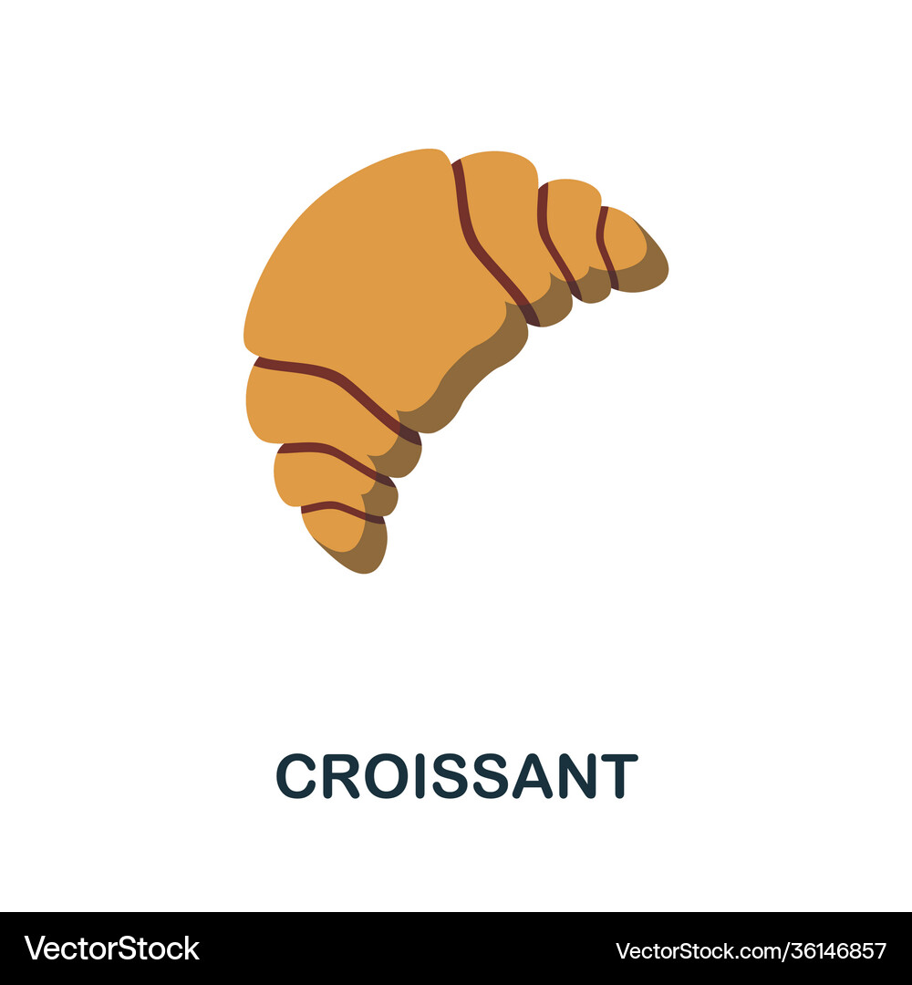 Croissant flat icon color simple element from Vector Image