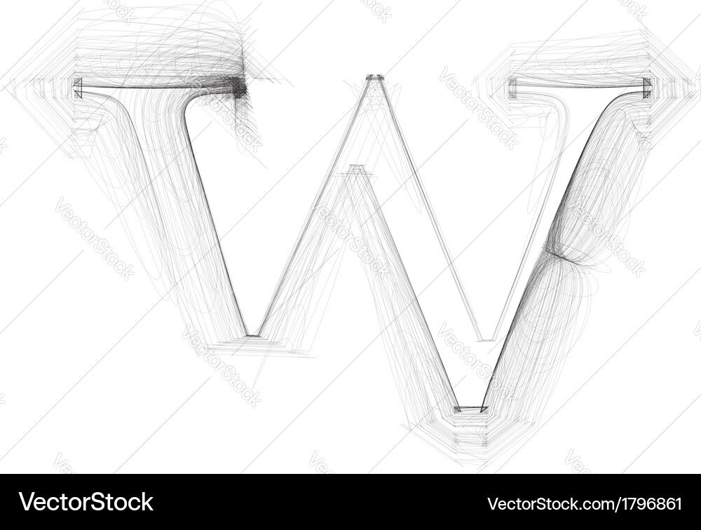 Sketch font Letter w Royalty Free Vector Image