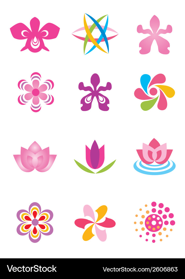 Symbols icons flowers Royalty Free Vector Image
