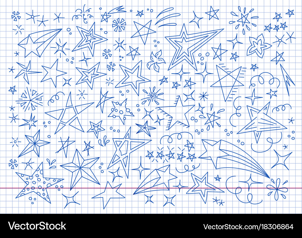 Hand drawn doodle stars collection drawing Vector Image