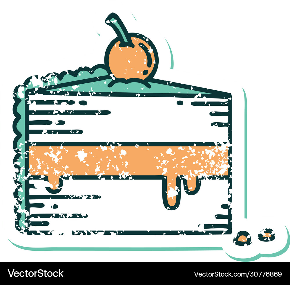 Distressed sticker tattoo style icon a slice Vector Image