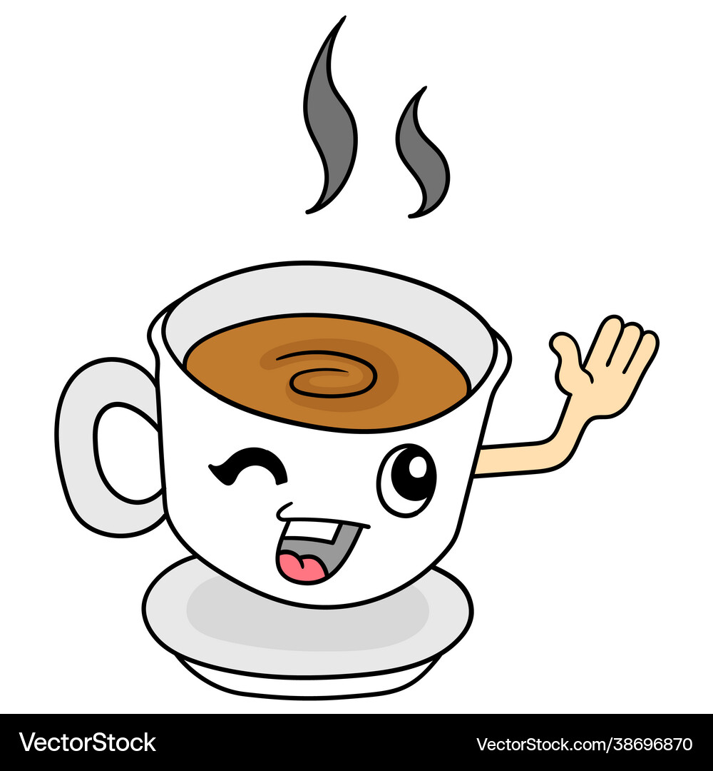 A cup hot chocolate with happy smiling face Vector Image