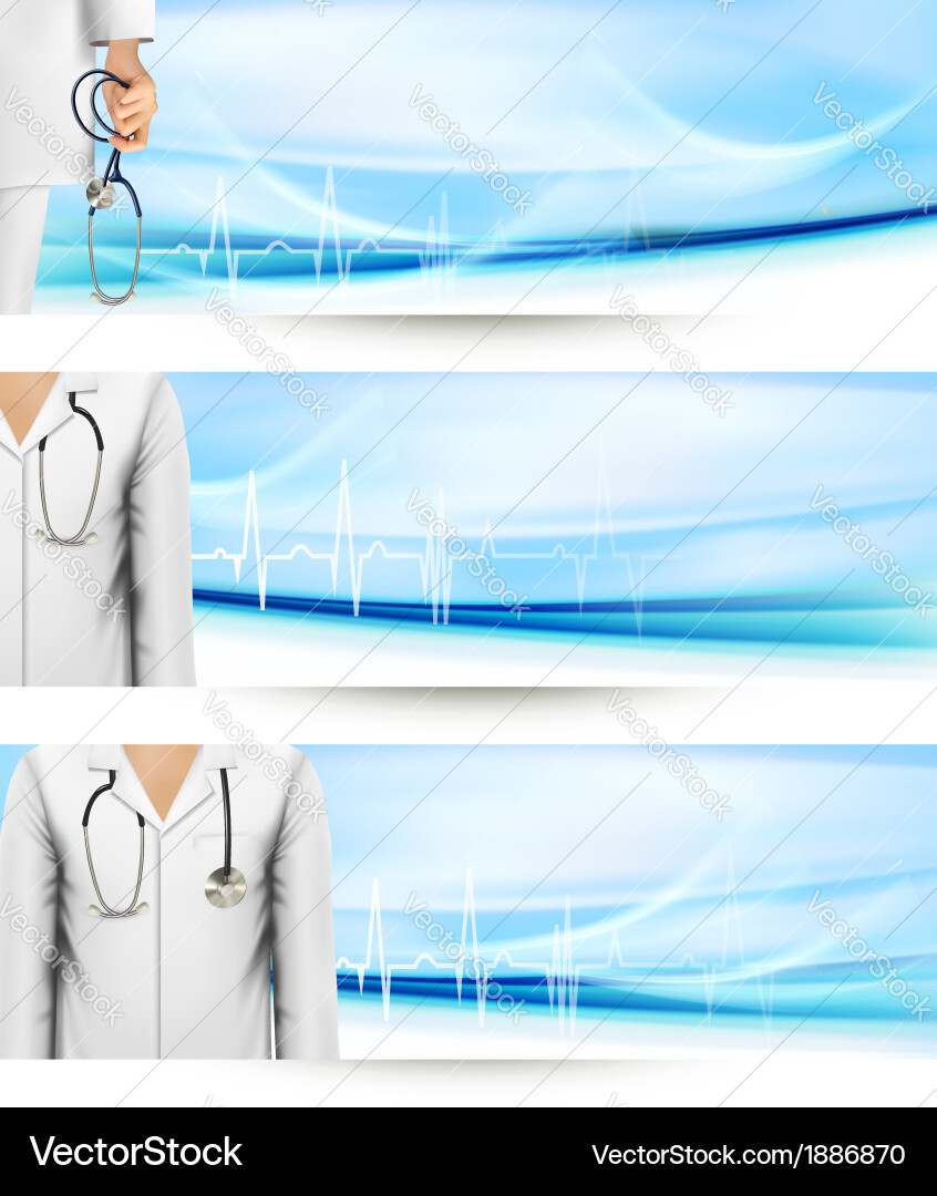 Medical banners with a doctors lab white coat Vector Image