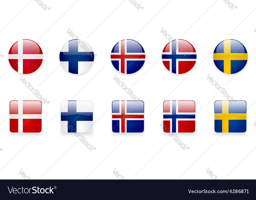 Nordic Countries Flags Icon Set Royalty Free Vector Image - VectorStock