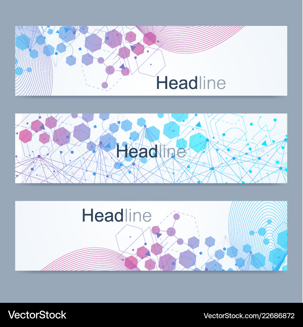 Scientific set of modern banners dna Royalty Free Vector
