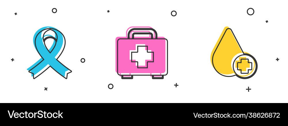 Set awareness ribbon first aid kit and donate Vector Image